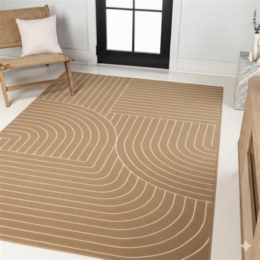 Hand Tufted Modern Geometric Line Pattern Rug – Minimal Beige & White Contemporary Area Rug - Etsy