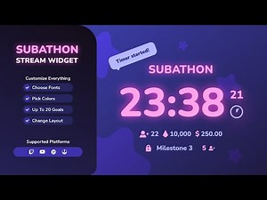 Best Advanced Subathon Widget for StreamElements & OBS Studio with Timer and Milestones