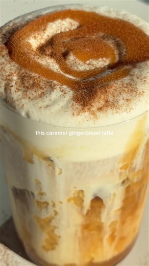 katie on Instagram: "#ad a gingerbread cloud latte with @smuckersbrand Caramel Drizzle 🦔☁️ the best afternoon treat everrrr #SmuckersDrizzle #SmuckersPartner ​"