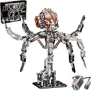 Mechanical Octopus Building Set for Adults with Motor Set - 1900 Pcs,Sea Animal Model Toy Compatible with Lego Octopus,Static and Dynamic Octopus Toy Idea Gift Sets for Adults