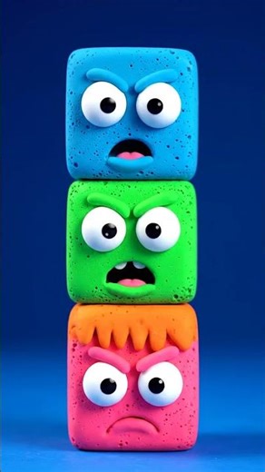 Cute Angry Clay Cubes Stack
