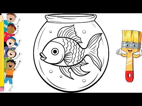 Easy Fish Bowl Drawing | Step by Step Colorful Fish for Kids"