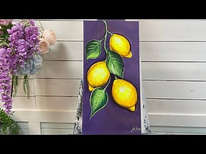Easy for beginners! How to paint LEMONS 🍋 STEP-BY-STEP in ACRYLICS.