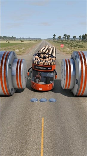 Colourful Long Capsule Buses vs Hydraulic Crush - BeamNG.drive