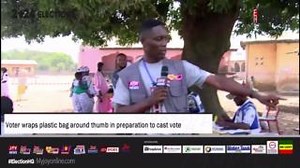 34K views · 631 reactions | Election 2024: Voter wraps plastic bag around thumb in preparation to cast vote. #ElectionHQ | JoyNews | Facebook