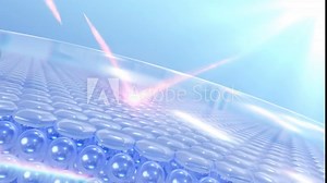 Skin cell 3D animation. Skin cell with UV protection. Advertisements for cosmetics, sunscreen, cream, and serum. Ultraviolet shield reflects. Stock Video