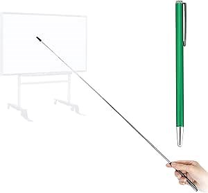 Telescopic Teachers Pointer,Teaching Pointer Stick for Classroom,Metal Hand Retractable Pointer Extended Length 25Inch, Handheld Presenter Whiteboard Pointer (Green)