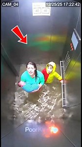 Mom And Kids LOCKED IN FLOODED ELEVATOR! 😱 💔 #securitycamera #HeroMom #elevator | Hype Zone