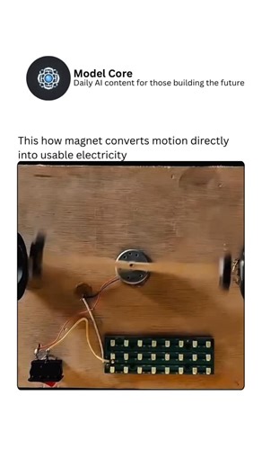 AI Models | System | Intelligence on Instagram: "Motion isn’t just movement—it’s energy waiting to be unlocked. ⚡ This is how magnets convert motion directly into usable electricity, turning simple mechanical movement into real power. No fuel, no fire—just physics doing its thing. From generators to renewable energy systems, this principle is shaping the future of how we produce electricity efficiently and sustainably. A perfect example of how science transforms everyday motion into something po