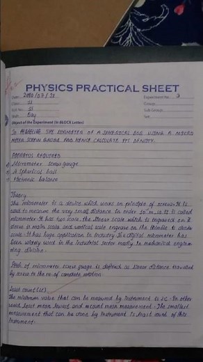Physics practical class 11 To measure the diameter of Spherical bob using micrometer #class11physics