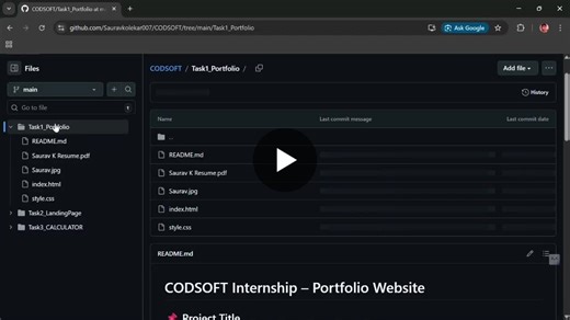 #codsoft #internship #webdevelopment #html #css #javascript #frontend #learning #github | Saurav Kolekar