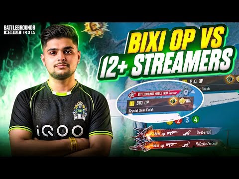 Bixi op VS 12+ Streamers 🌪️ #streamervsstreamer #streamer #bgmi 