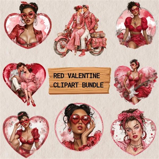 Red Valentine's Day Clipart Bundle, Valentines Love Clipart, Black Couple Clipart, Romantic Love Clipart, Watercolor Red Valentine Clipart - Etsy