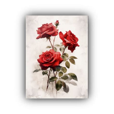 Cuadro Decorativo Vintage Con Rosas Rojas DecoCuadros