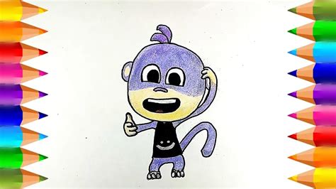 Cómo dibujar y colorear al Mono Chulo de Canciones del Zoo Dibujos