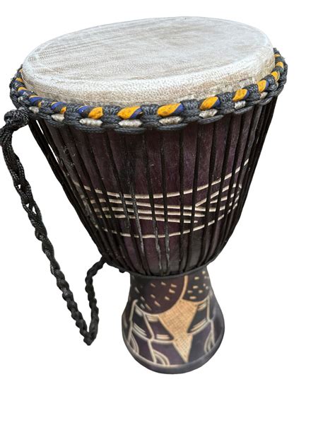 African Djembe Drum Tall Handmade Wooden Musical Instrument Deep