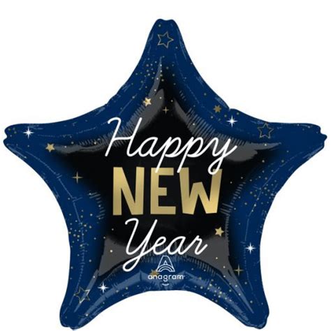 Balão Foil Estrela Happy New Year Azul 48cm FestasParty