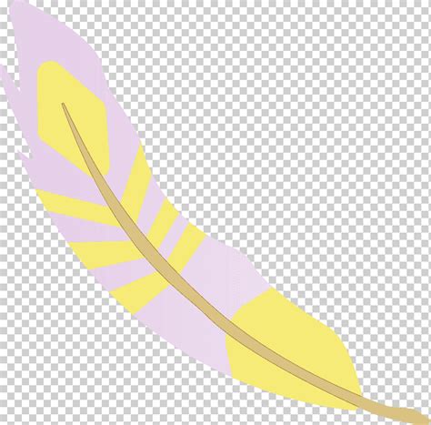 Línea amarilla Pluma de dibujos animados Pluma de acuarela Pluma de