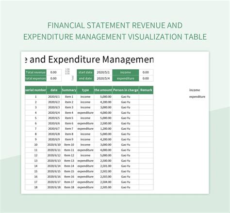 Financial Statement Revenue And Expenditure Management Visualization