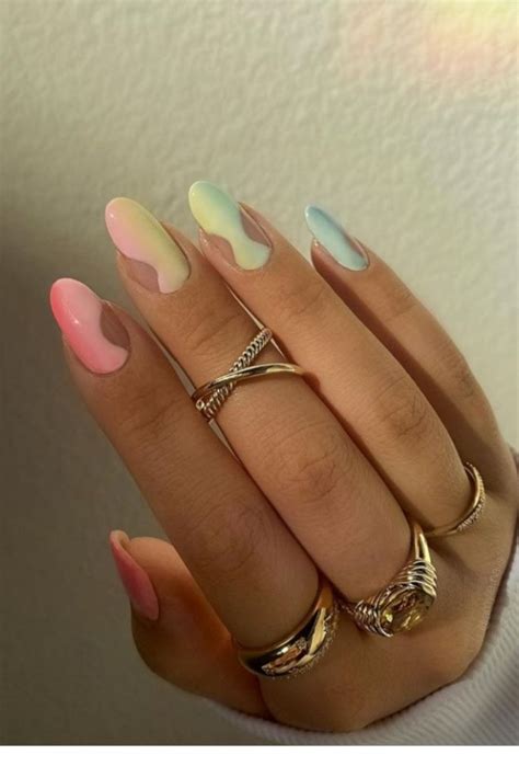 Cute Summer Pastel Nails With Almond Shaped Nails