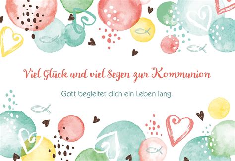 Glückwunschkarte Viel Glück und viel Segen zur Kommunion