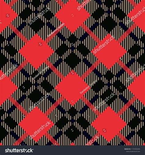 Menzies Tartan Black Red Kilt Diagonal Stock Vector Royalty Free