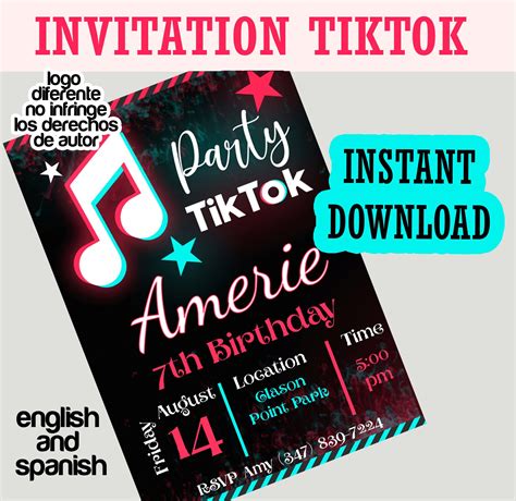Tiktok Inspired Birthday Invitation Unique Tik Tok Editable Birthday Invitation Template Edit