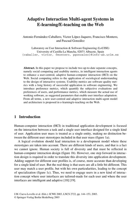 [pdf] adaptive interaction multi agent systems in e learning e teaching on the web