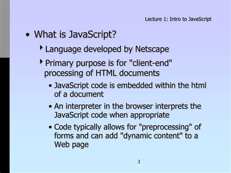 ppt lecture 1 intro to javascript powerpoint presentation free