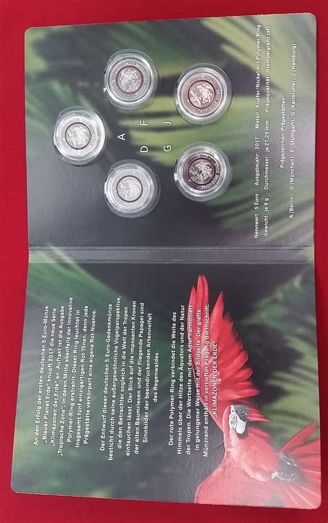 Bundesrepublik Deutschland 5 x 5 Euro Gedenkmünzen A J 2017 Tropische