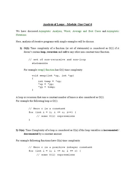 analysis of loops module one cont d asymptotic analysis worst average and best cases