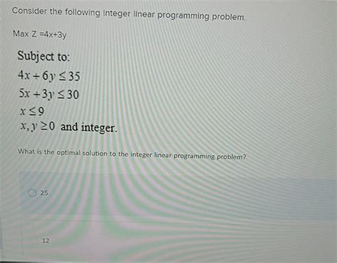 solved consider the following integer linear programming