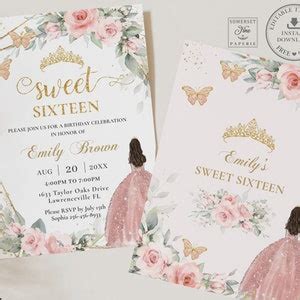 Soft Blush Pink Floral Rose Gold Dress Sweet 16 16th Birthday