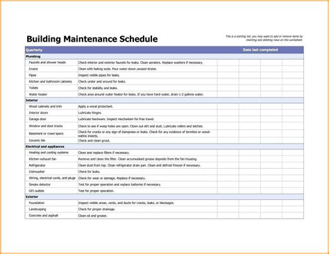 Building Maintenance Log Template