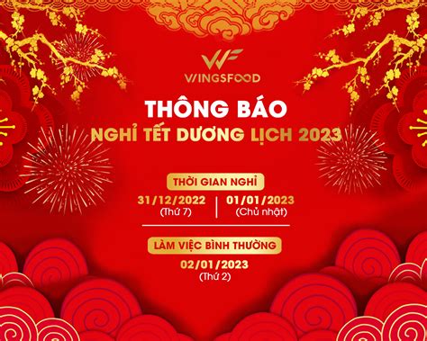 THÔNG BÁO NGHỈ TẾT DƯƠNG LỊCH 2023 Wings