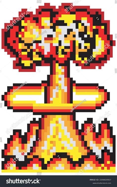 Nuclear Explosion Pixel Art Vector Illustration Stock Vector Royalty