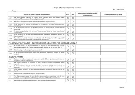 Sample Of Report For Ship Security Assessment In Word And Pdf Formats