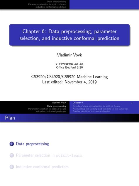 chapter 6 data preprocessing parameter selection and inductive conformal prediction pdf