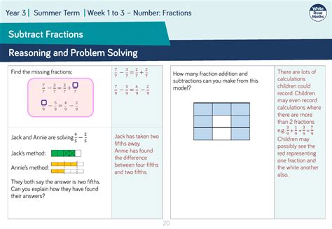 Subtract Fractions Reasoning And Problem Solving Maths Year