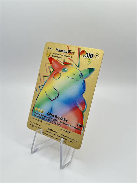 Pikachu Rainbow VMAX Shiny Gold Metal Pokemon Card Gift For Etsy UK