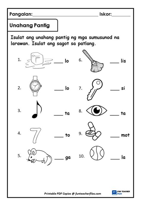 Unahang Pantig Worksheet 1 Fun Teacher Files