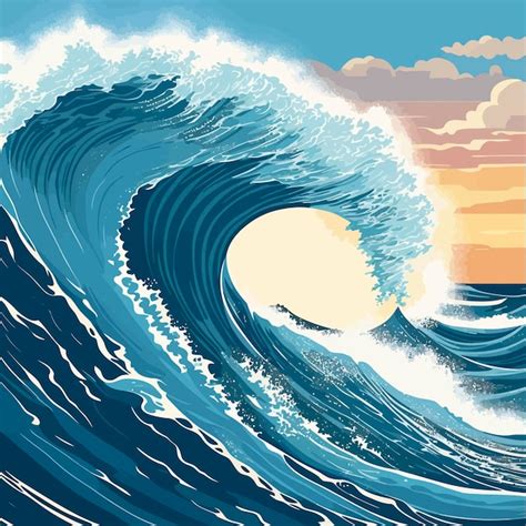 Ilustraci N Del Oc Ano De Grandes Olas Vector Premium Generado Con Ia