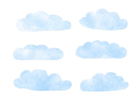 Um Conjunto De Nuvens Aquarelas Azuis Vetor Premium