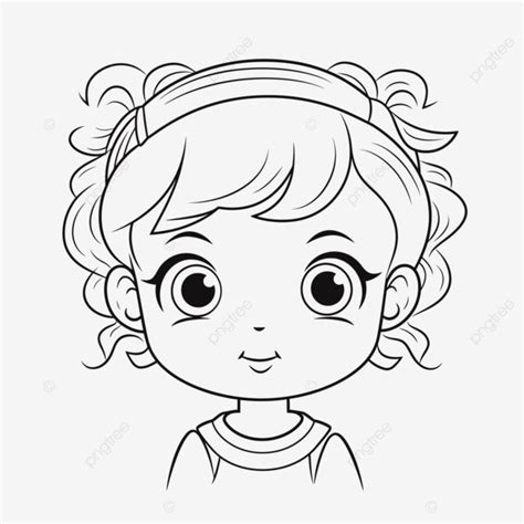 Dibujo De Cara Niña Para Colorear Página Vector Ilustración Croquis PNG