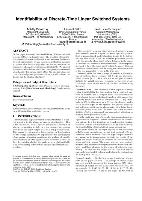 pdf identifiability of discrete time linear switched systems