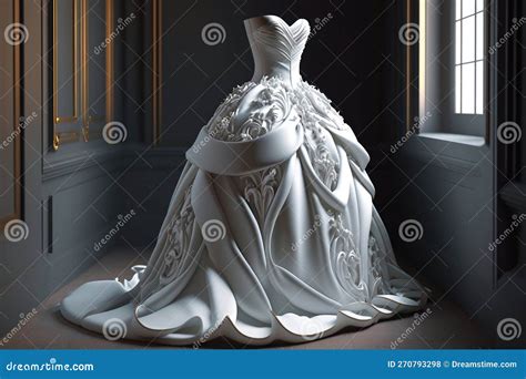 White Wedding Dress On Display Generative Ai Stock Illustration