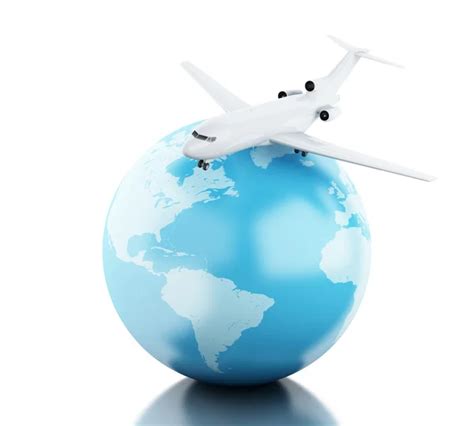Plane Flying Over The Globe Stock Photo Rottenman