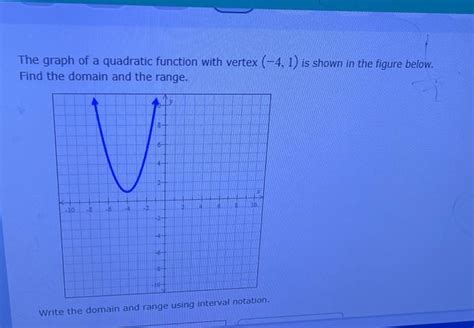 solved the graph of a quadratic function with vertex 4 1