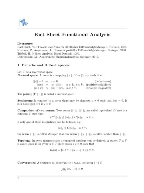 fact sheet functional analysis pdf banach space norm mathematics