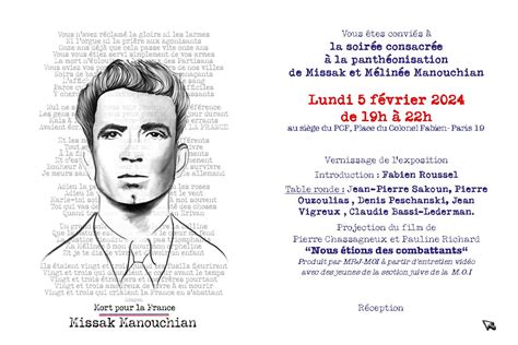Soirée d hommage à l occasion de l entrée de Missak et Mélinée